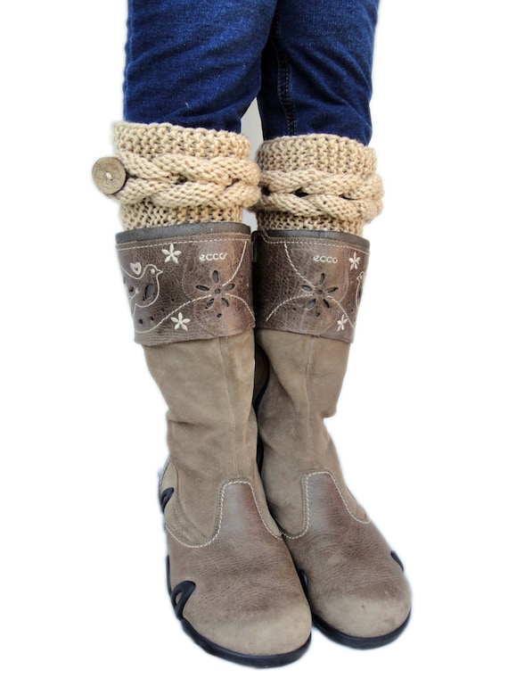 Knitted Cable Boot Cuffs. Braids With Buttons. 44 Different - Etsy
