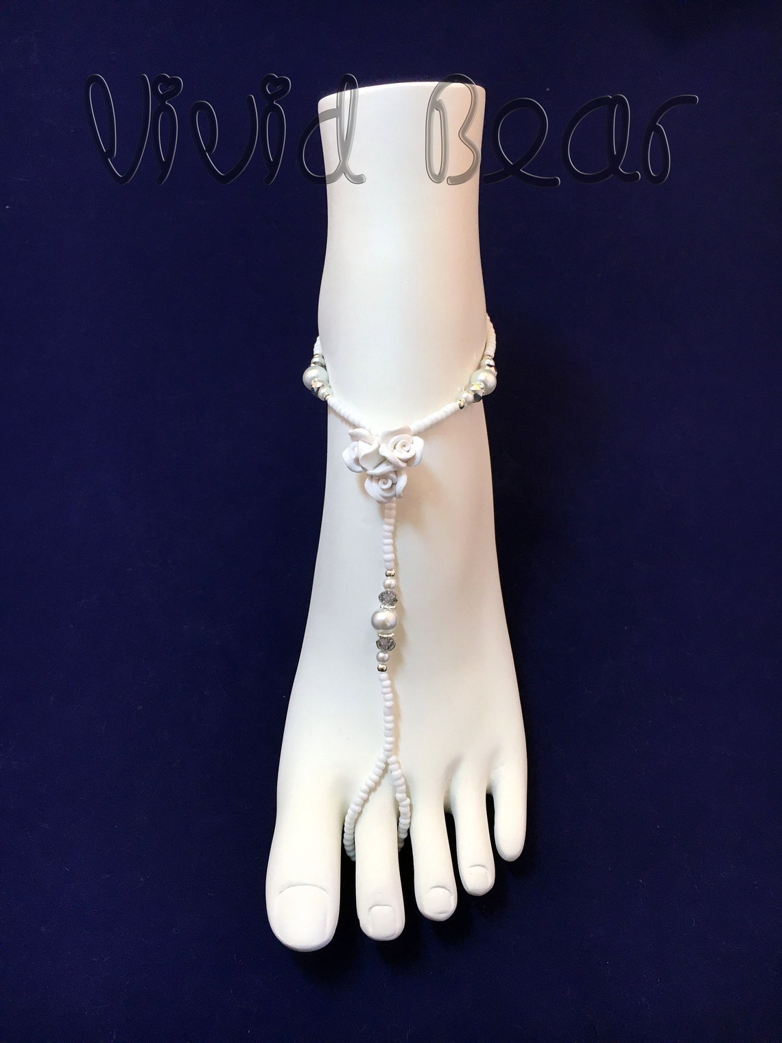 Wedding Beaded Barefoot Sandals. Foot Jewelry. Anklets. White - Etsy