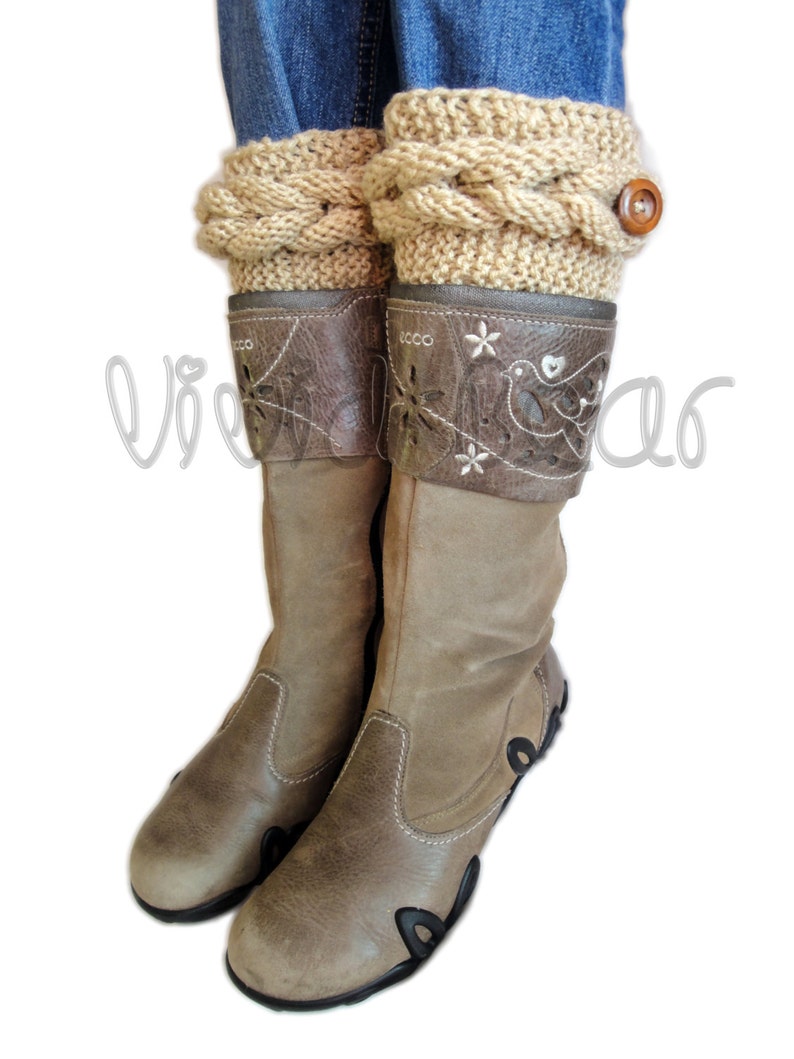 Knitted Cable Boot Cuffs. Braids With Buttons. A Lot of Different ...
