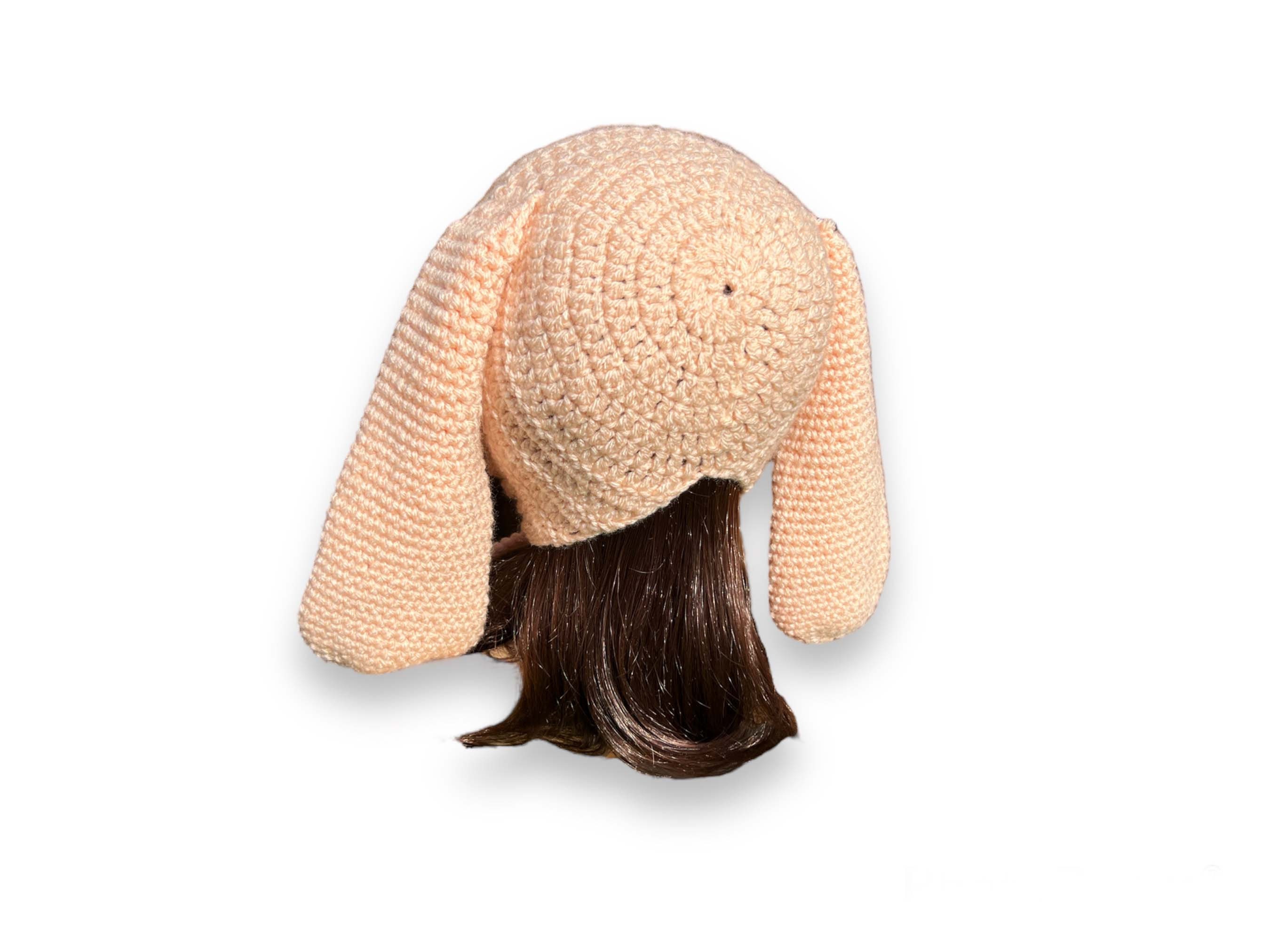 Crochet Bonnet With Bunny Rabbit Ears for Adults. Pale Peach or ...