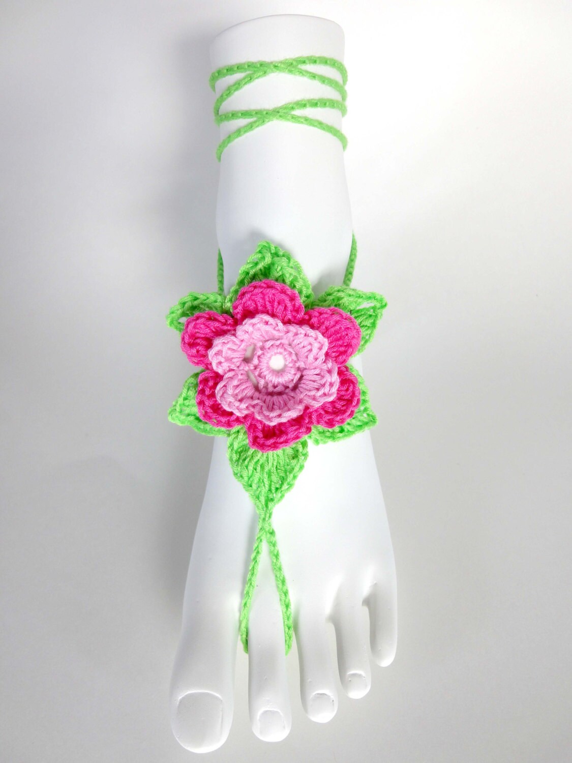 Colorful Flower Barefoot Sandals. 23 Colors. Crochet Foot Jewelry ...