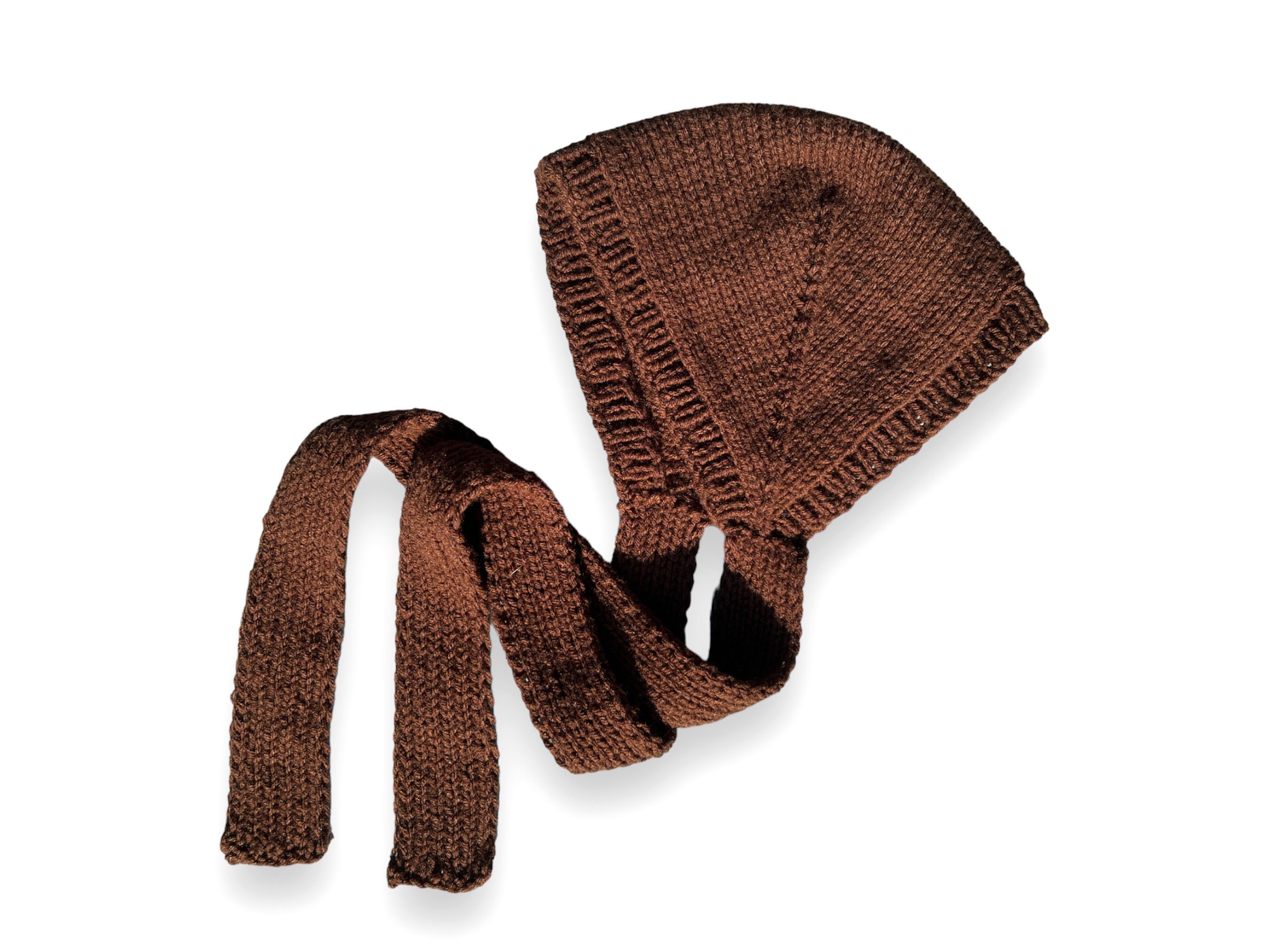 Hand Knit Bow Tie Bonnet for Adult. Coffee Brown or Many Different ...