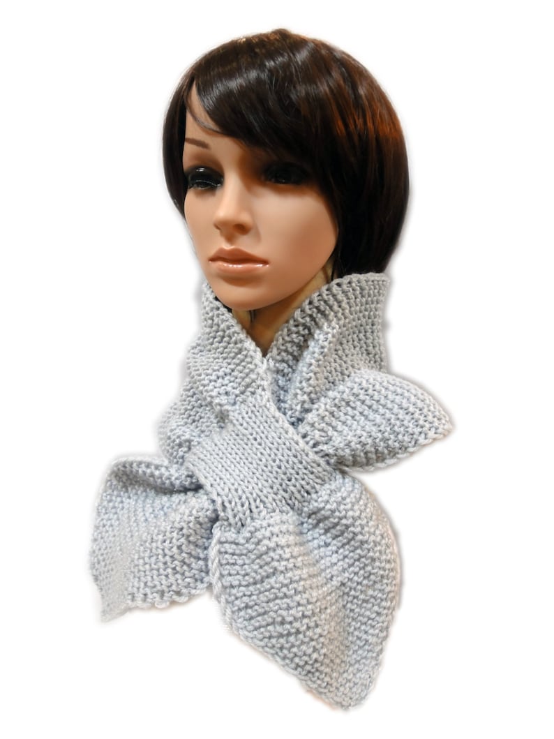 Knit Keyhole Scarf. Hand Knitted Cowl. Light Grey or 44 - Etsy