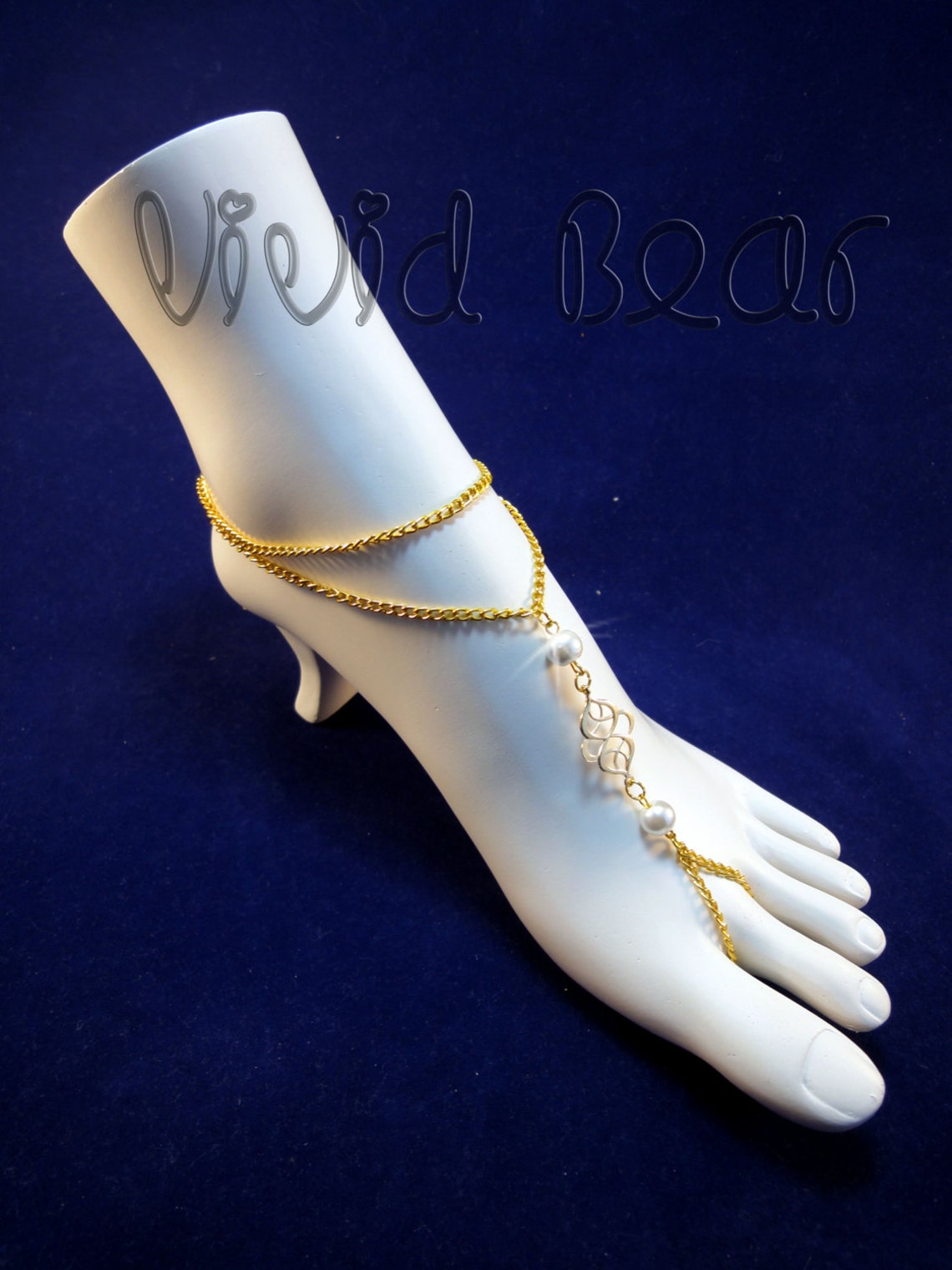 Barefoot Sandals. Gold Chain Foot Jewelry. White Pearls and - Etsy