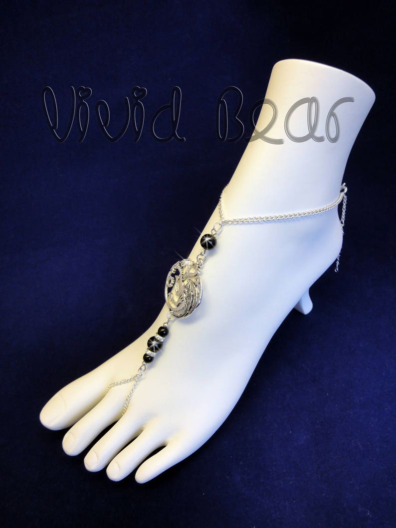 Dragon Barefoot Sandals. Silver Chain Foot Jewelry. Targaryen | Etsy