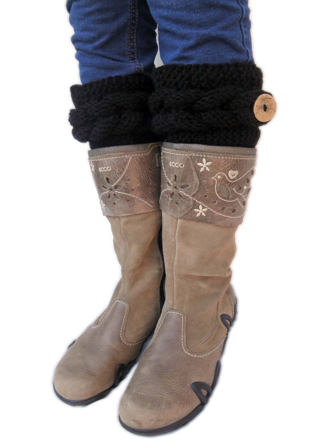 Knitted Cable Boot Cuffs. Braids With Buttons. 44 Different Colors. Leg ...