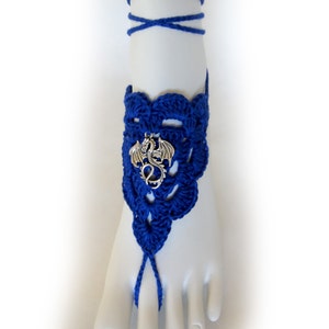Dragon Barefoot Sandals. Blue Crochet Foot Jewelry. Silver Dragon ...