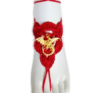 Dragon Barefoot Sandals. Red or 22 Colors Crochet Foot Jewelry. Golden ...