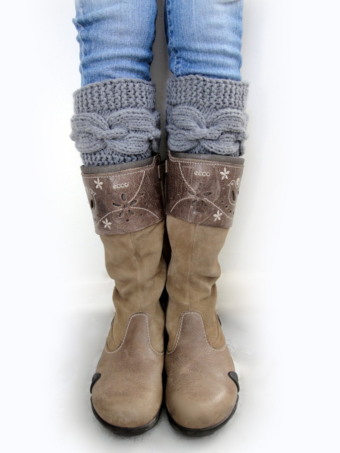 Knitted Cable Boot Cuffs. Knit Grey Chains. 44 Different Colors. Leg ...