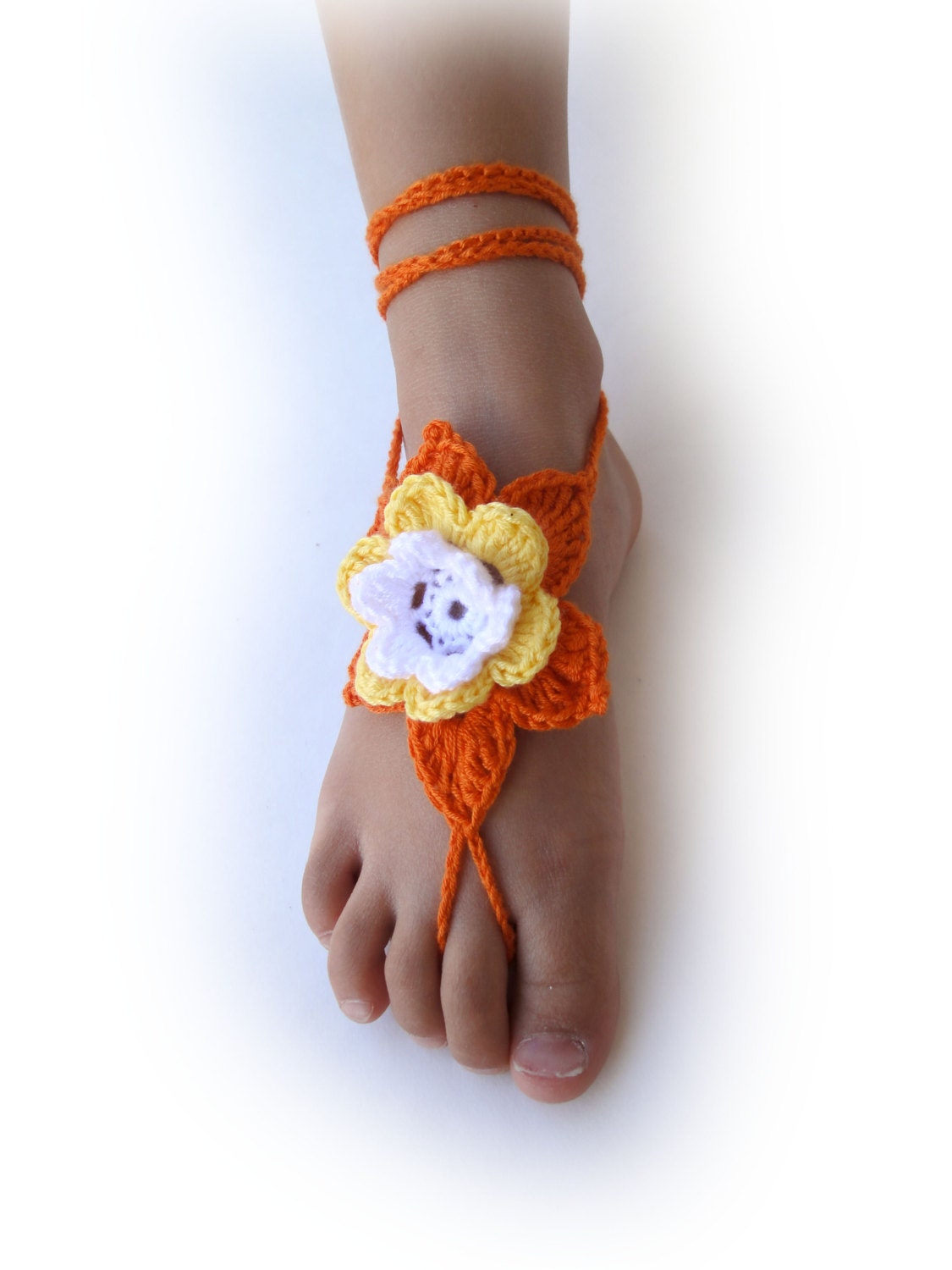 Children's Crochet Barefoot Sandals. Foot Jewelry. White | Etsy