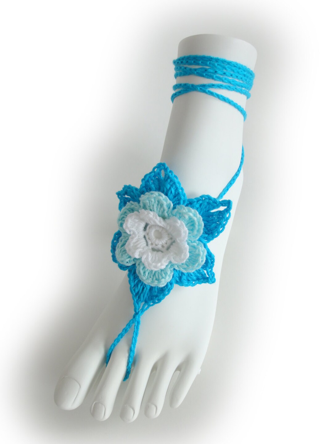 Colorful Flower Barefoot Sandals. 23 Colors. Crochet Foot Jewelry ...
