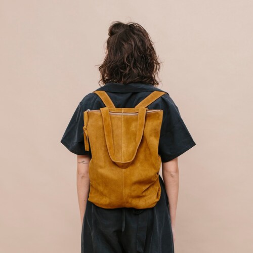 Brown Suede Backpack Brown Bag Suede Backpack Women - Etsy