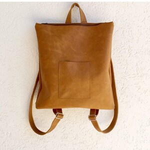 Brown Leather Backpack, Brown Zipper Backpack, Medium Brown Leather ...