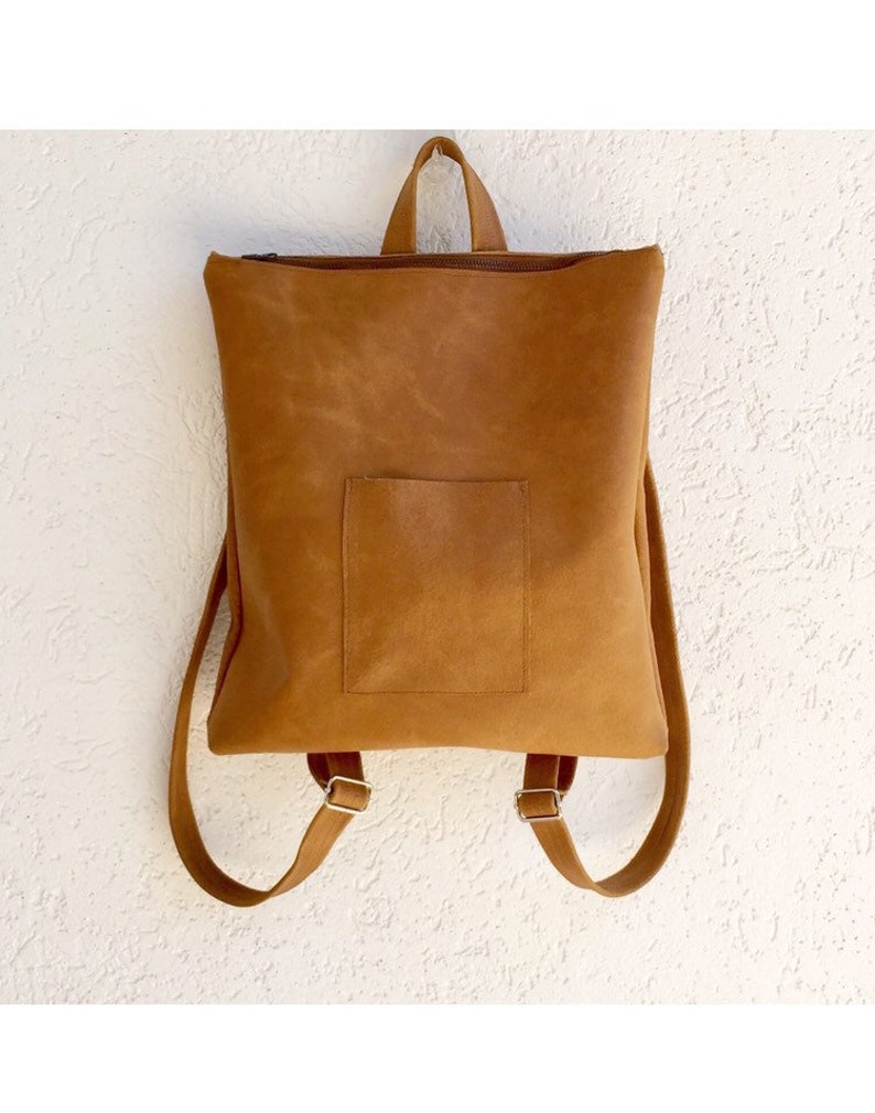 Brown Leather Backpack, Brown Zipper Backpack, Medium Brown Leather ...