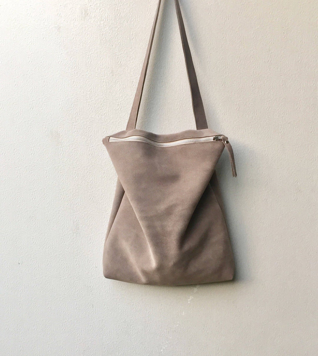 Gray Suede Bag,gray Leather Tote,gray Leather Bag,gray Suede Handbag ...