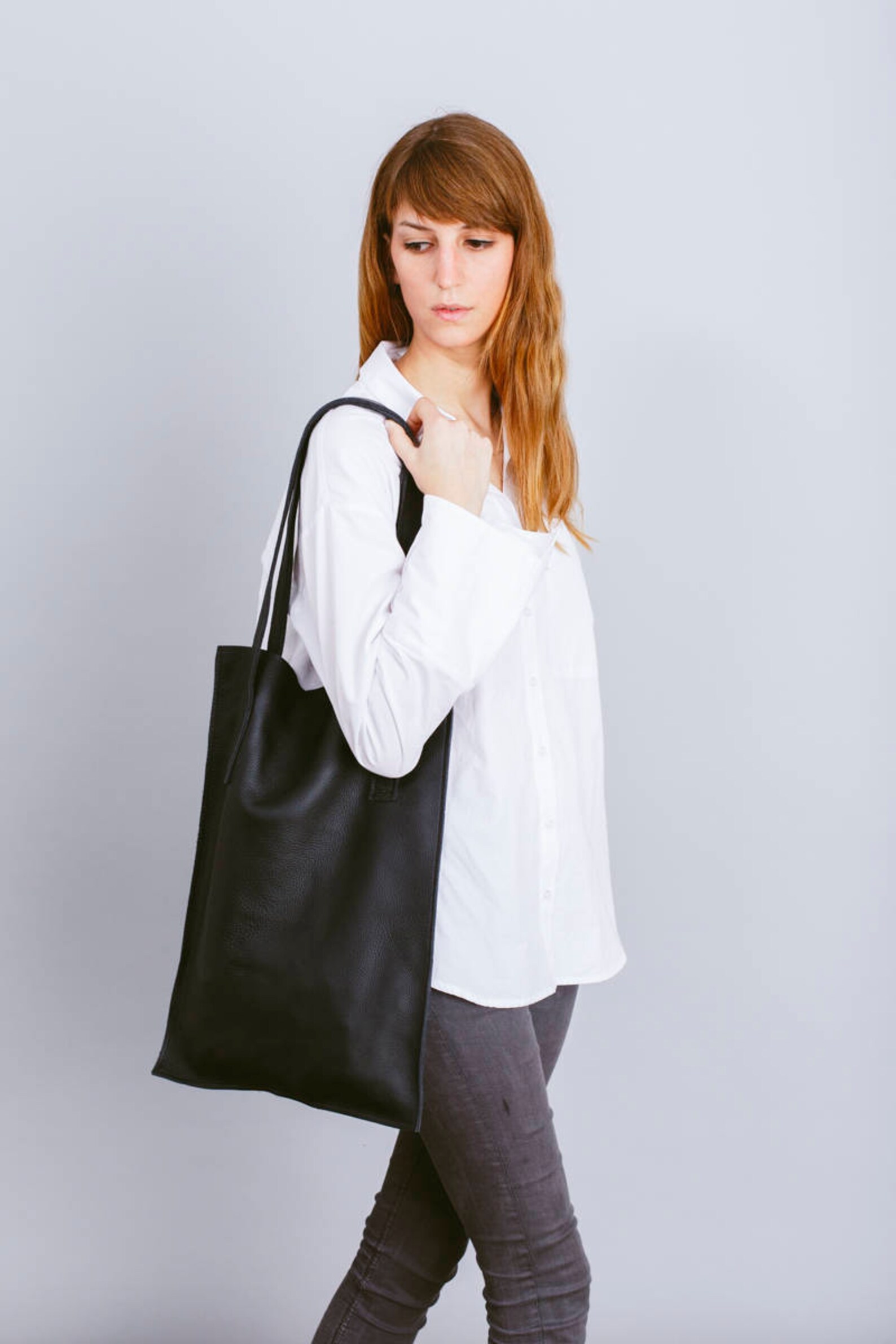 Black Leather Bag,black Leather Tote Bag,black Women Bag,black ...