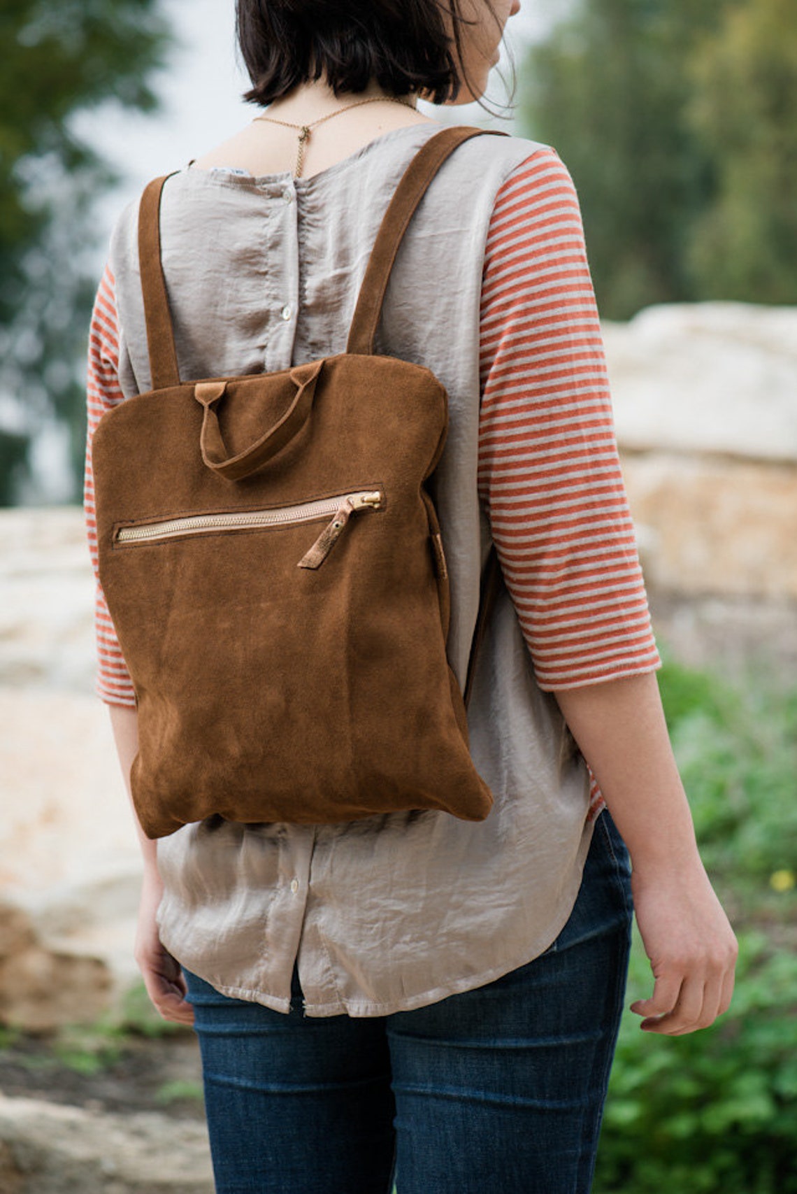 Brown Suede Backpack, Brown Bag, Suede Backpack, Women Bag,brown ...