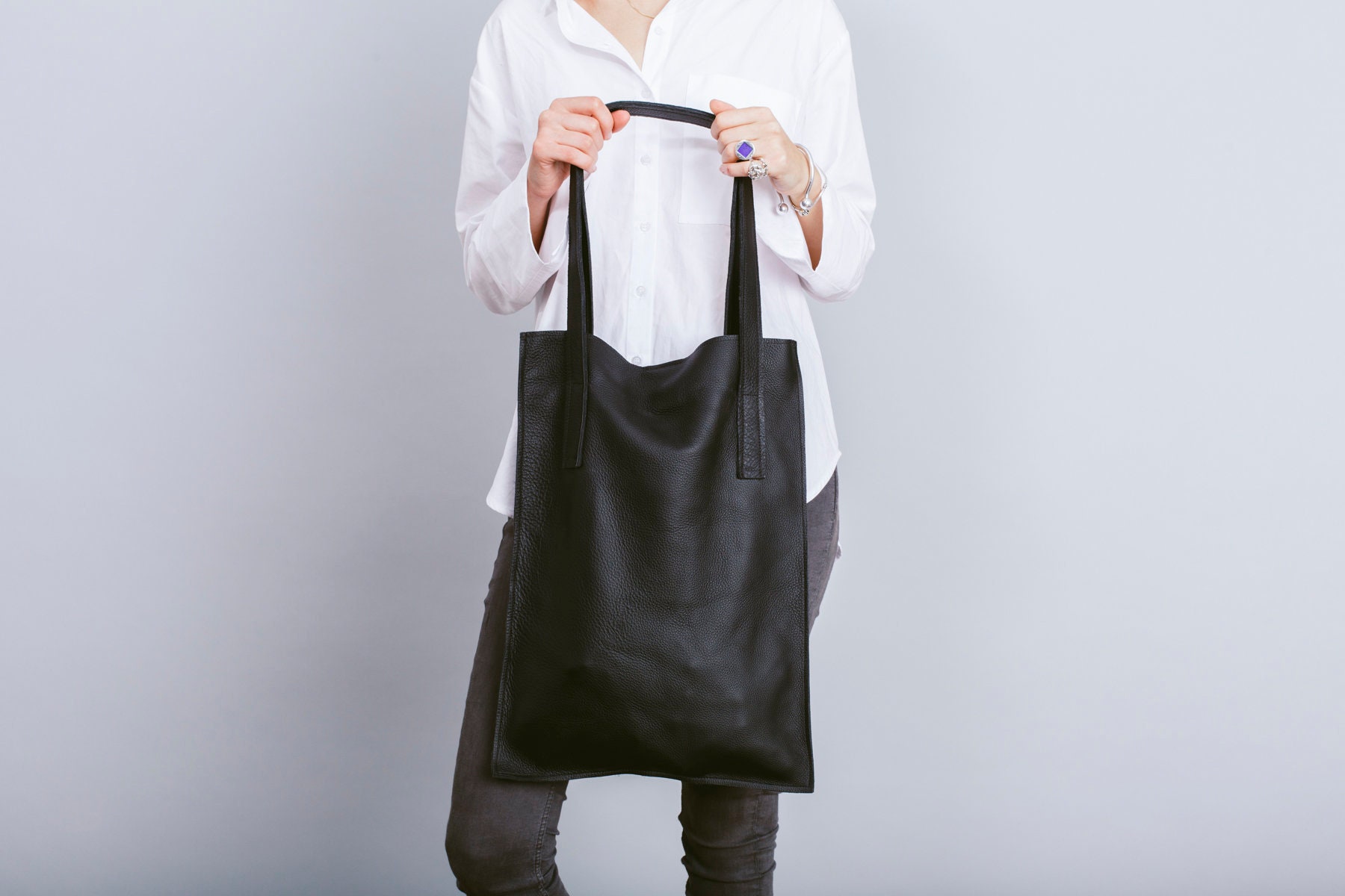 Black Leather Bag,black Leather Tote Bag,black Women Bag,black ...