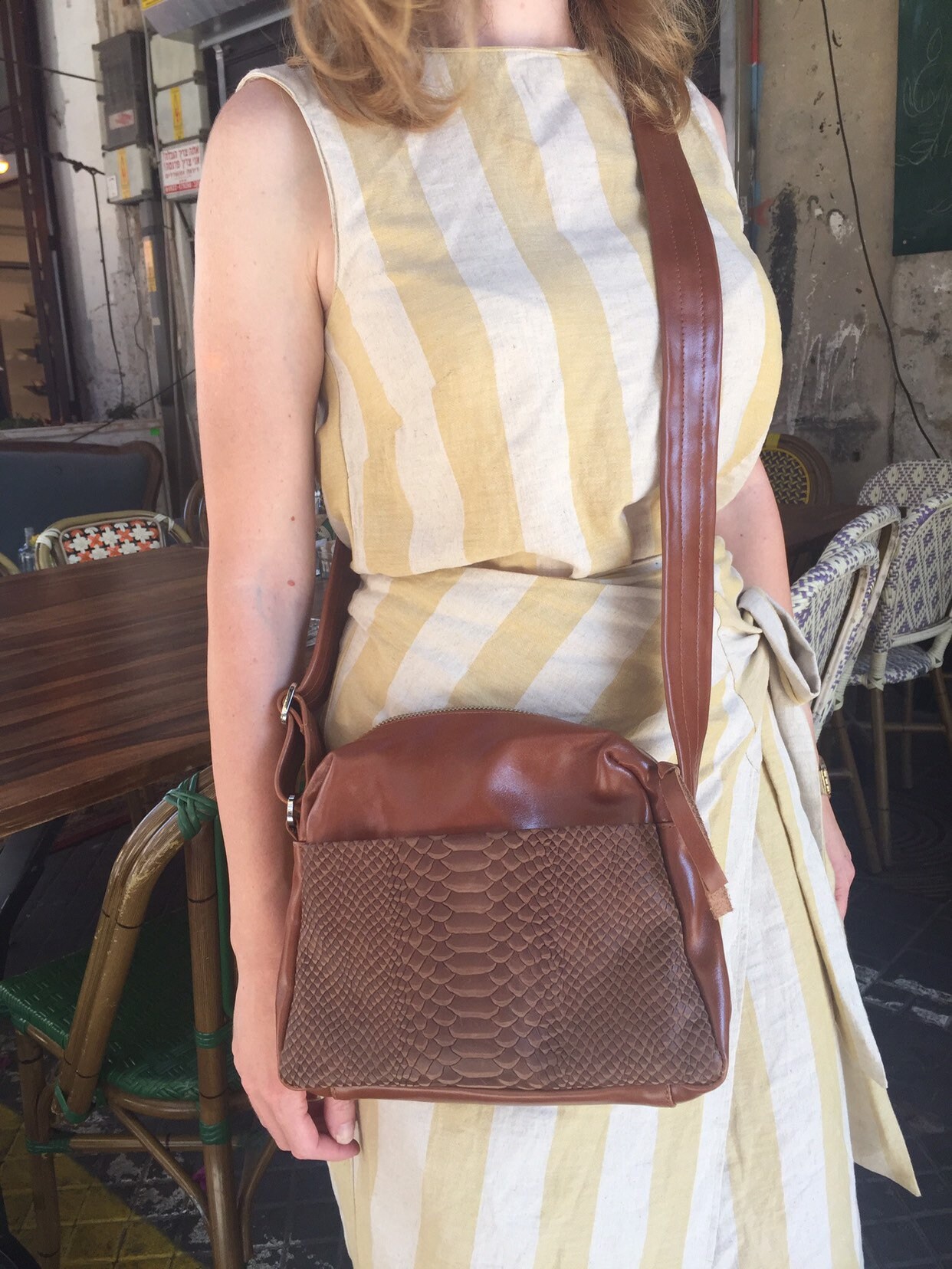 Brown Crossbody Leather Bag, Brown Leather Handbag, Brown Zipper ...