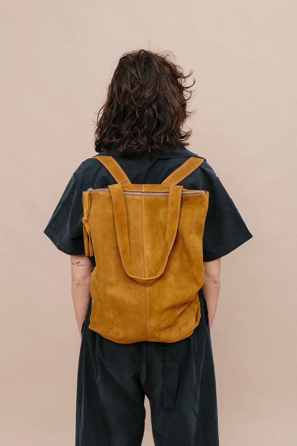Brown Backpack Brown Bag Suede Backpack Women Bag Women - Etsy