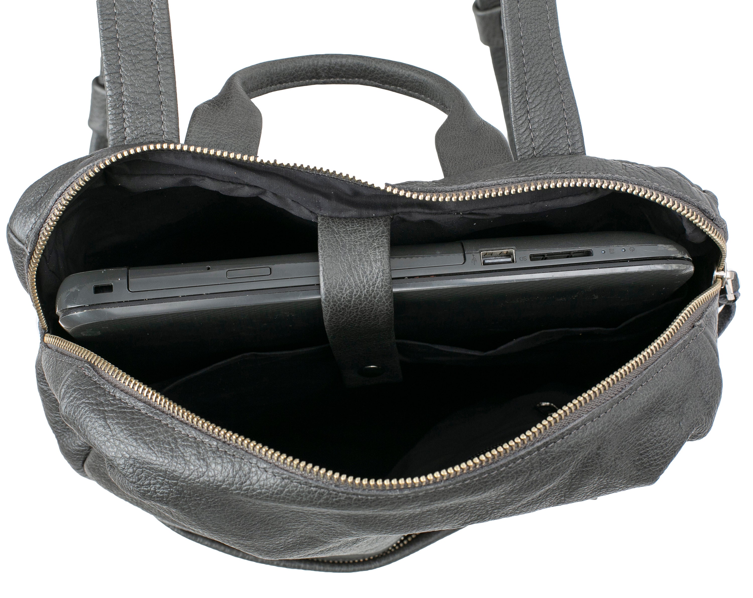Large Dark Gray Leather Backpack, Dark Gray Unisex Leather Backpack ...