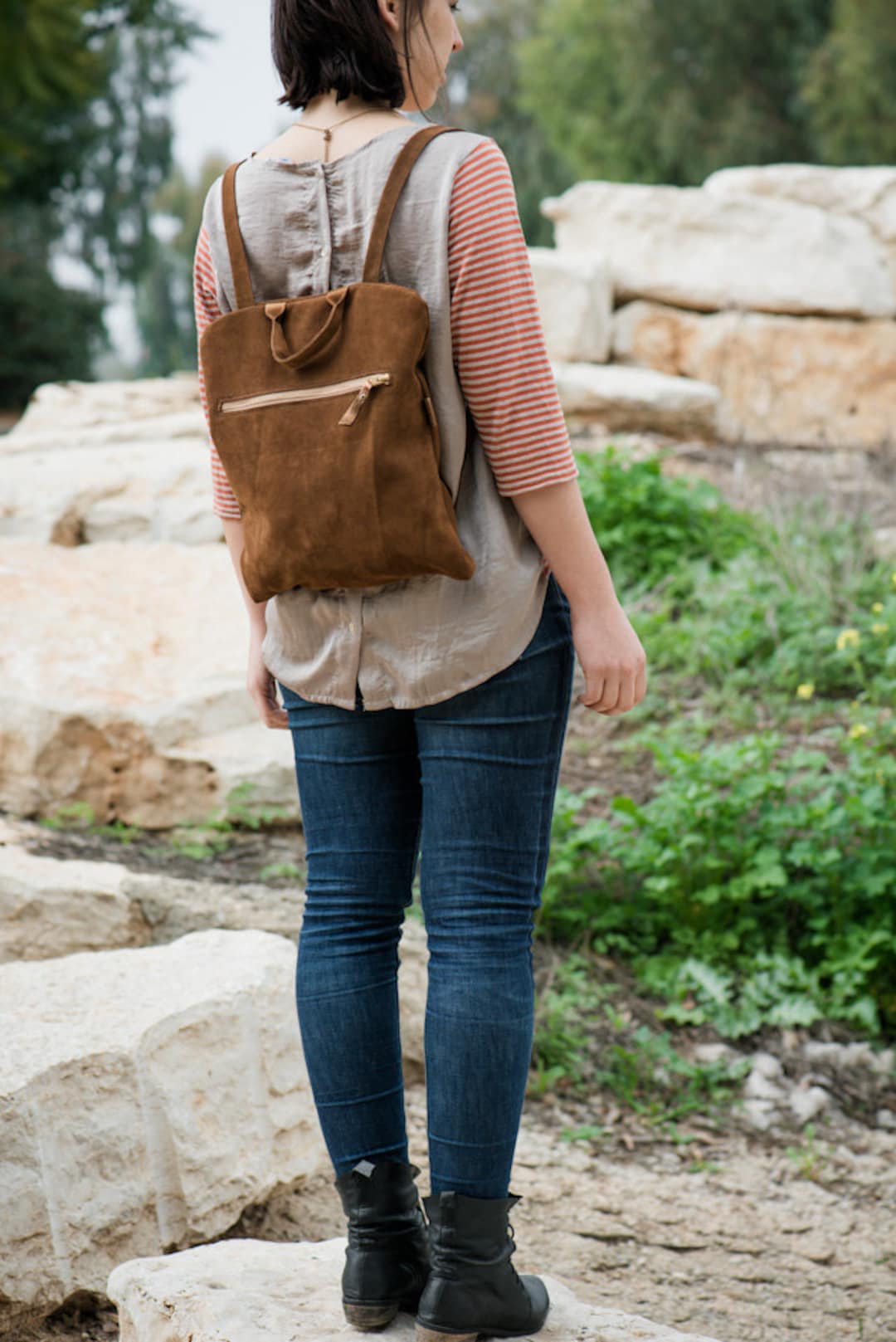 Brown Suede Backpack, Brown Bag, Suede Backpack, Women Bag,brown ...