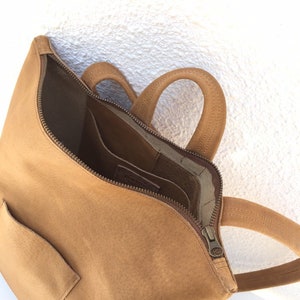 Brown Leather Backpack, Brown Zipper Backpack, Medium Brown Leather ...