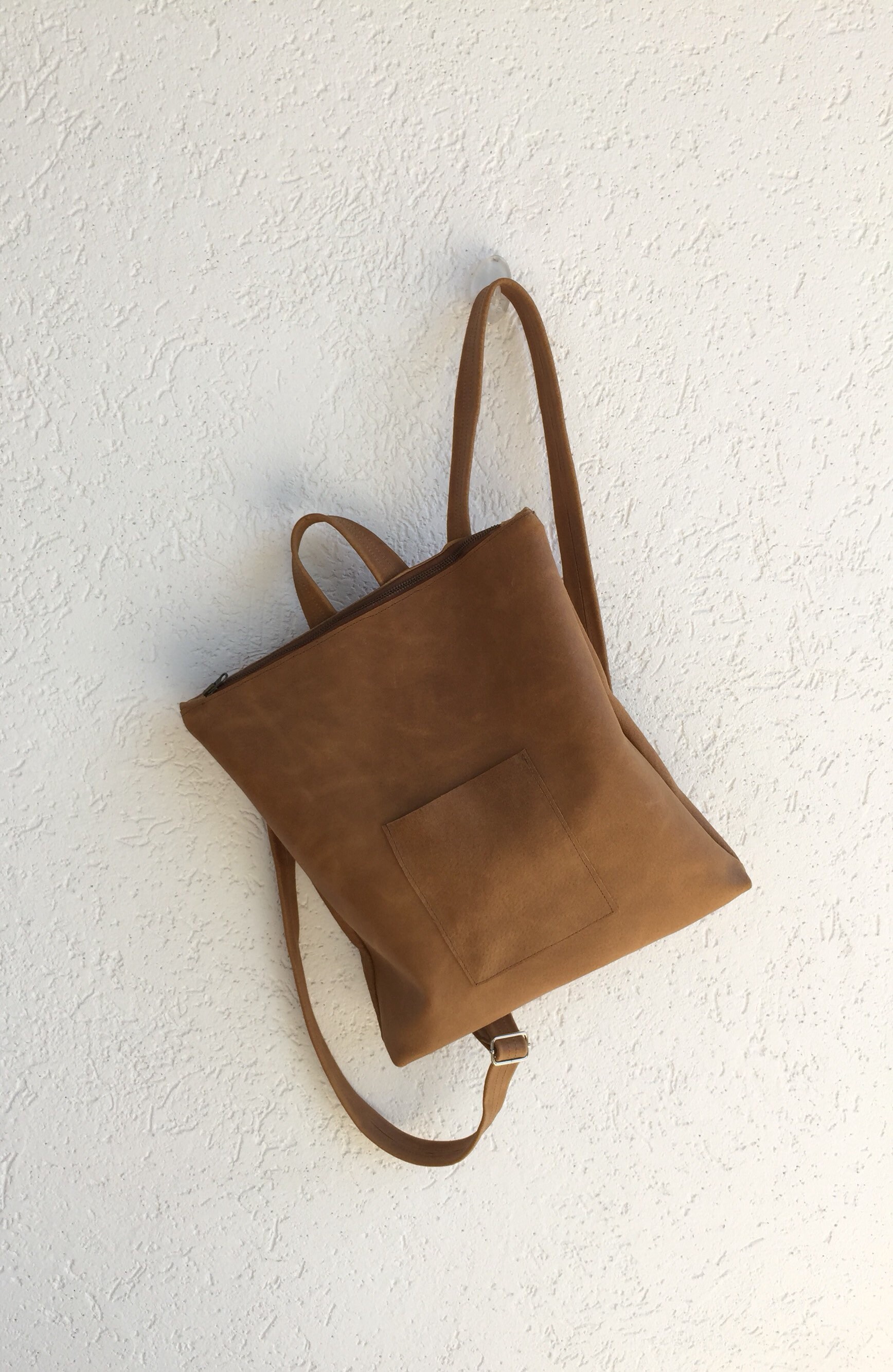 Brown Leather Backpack, Brown Zipper Backpack, Medium Brown Leather ...