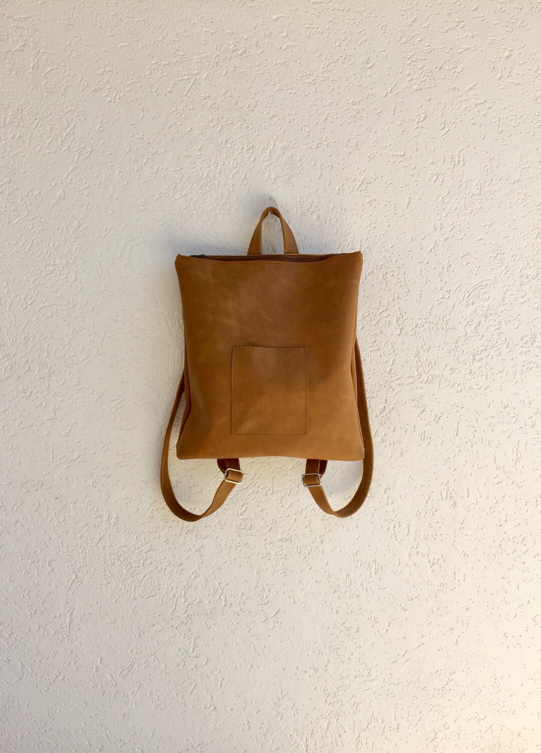 Brown Leather Backpack, Brown Zipper Backpack, Medium Brown Leather ...