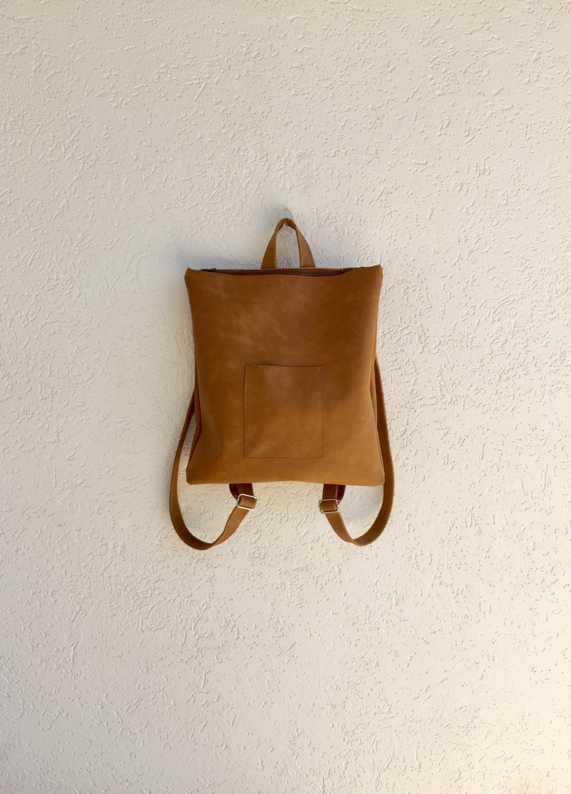 Brown Leather Backpack, Brown Zipper Backpack, Medium Brown Leather ...