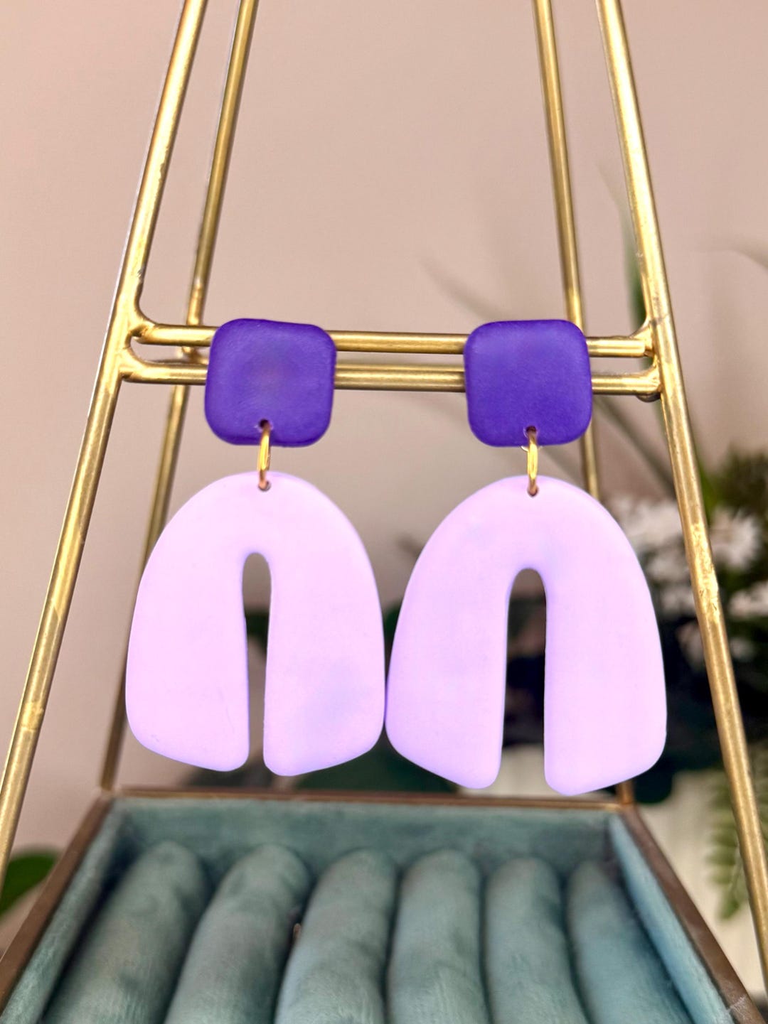 Soft Lilac & Bold Purple Drop Handmade Earrings - Etsy