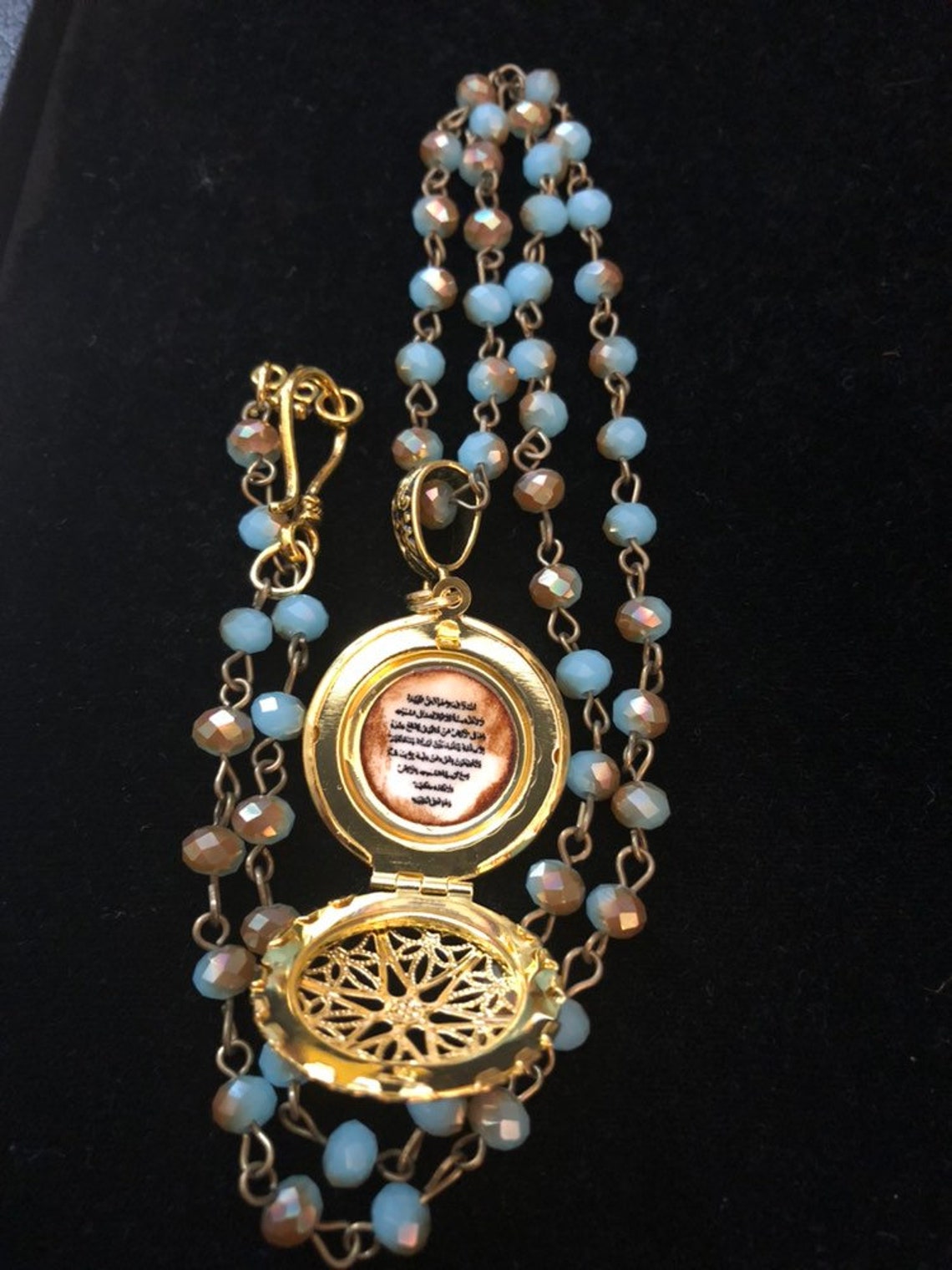 Nade Ali/ Ayatul Kursi Gold Filigree Locket/ Crystal Necklace | Etsy