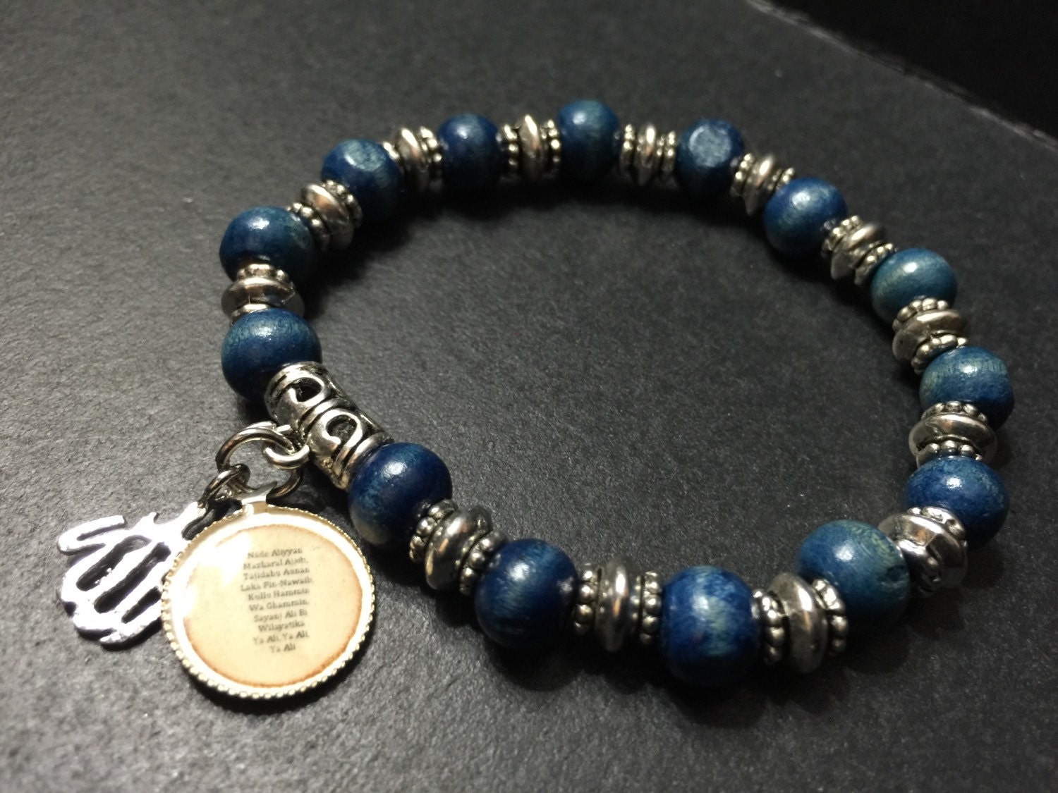 Denim /silver Nade Ali & Allah Charm Bracelet - Etsy