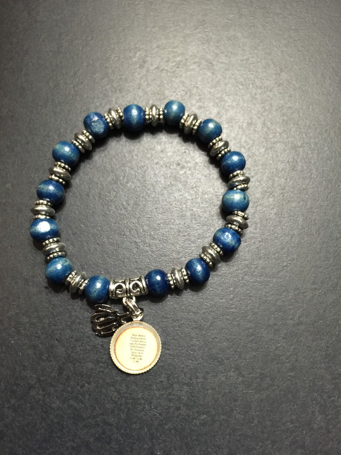 Denim /silver Nade Ali & Allah charm bracelet | Etsy
