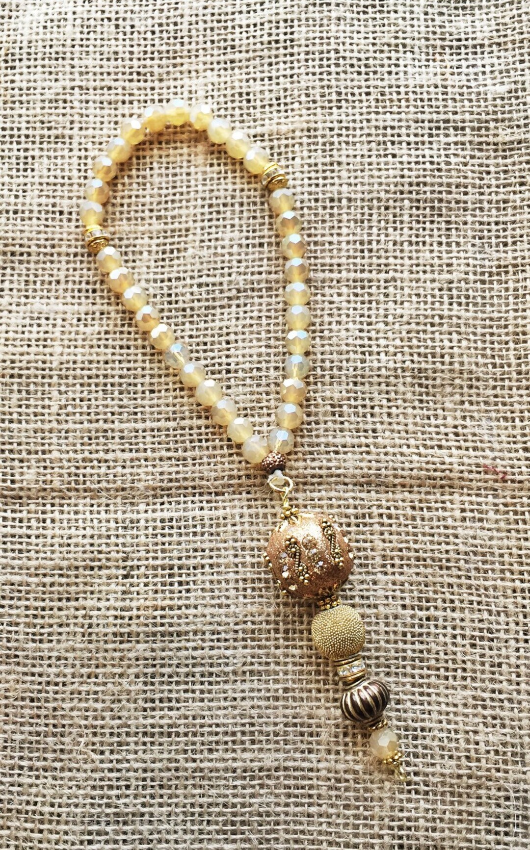 Champagne Colored Crystal Tasbih With Unique Chugga - Etsy