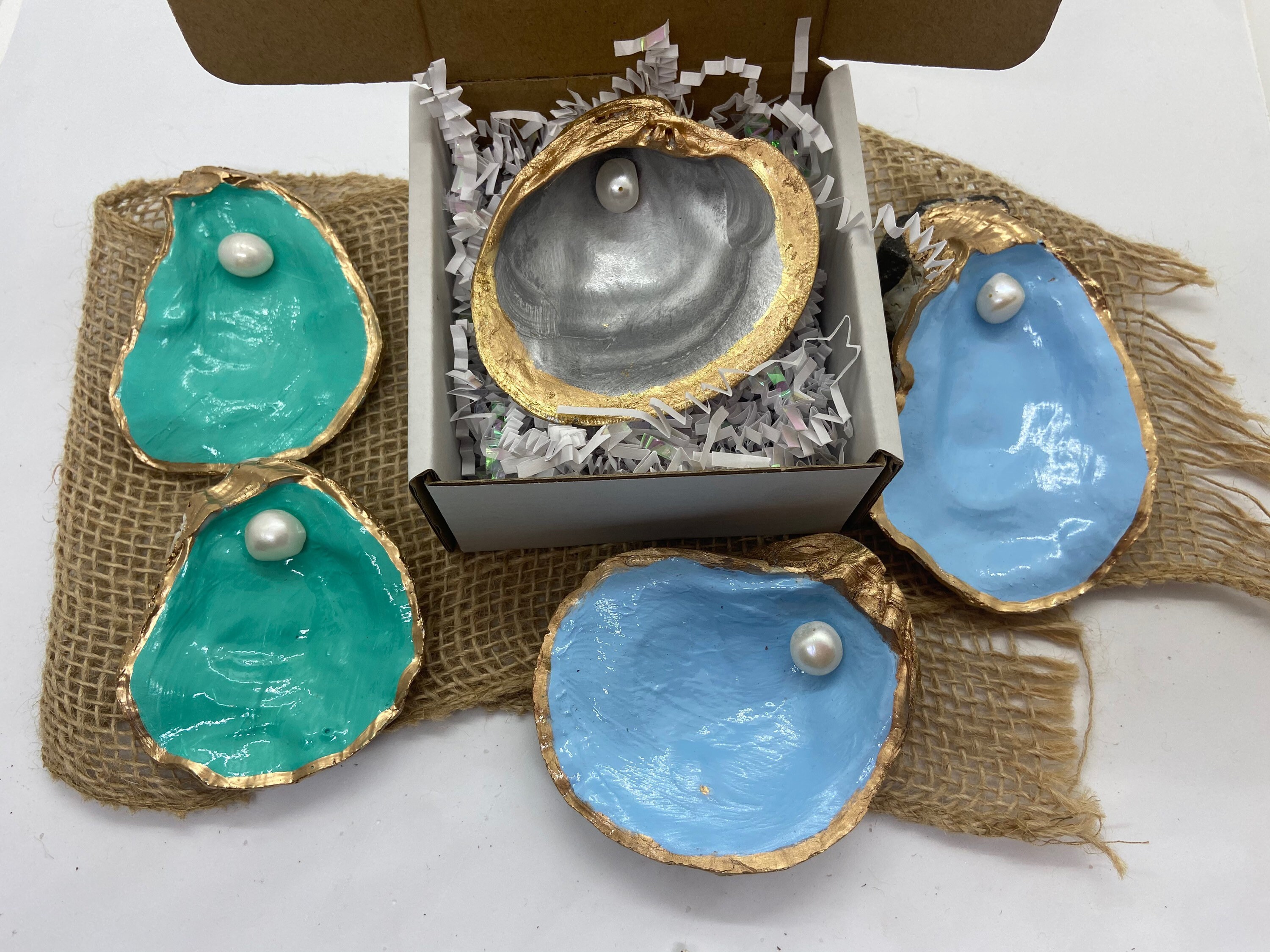 Hand Painted Seashell Trinket Dish With Fresh Water Pearls - Etsy