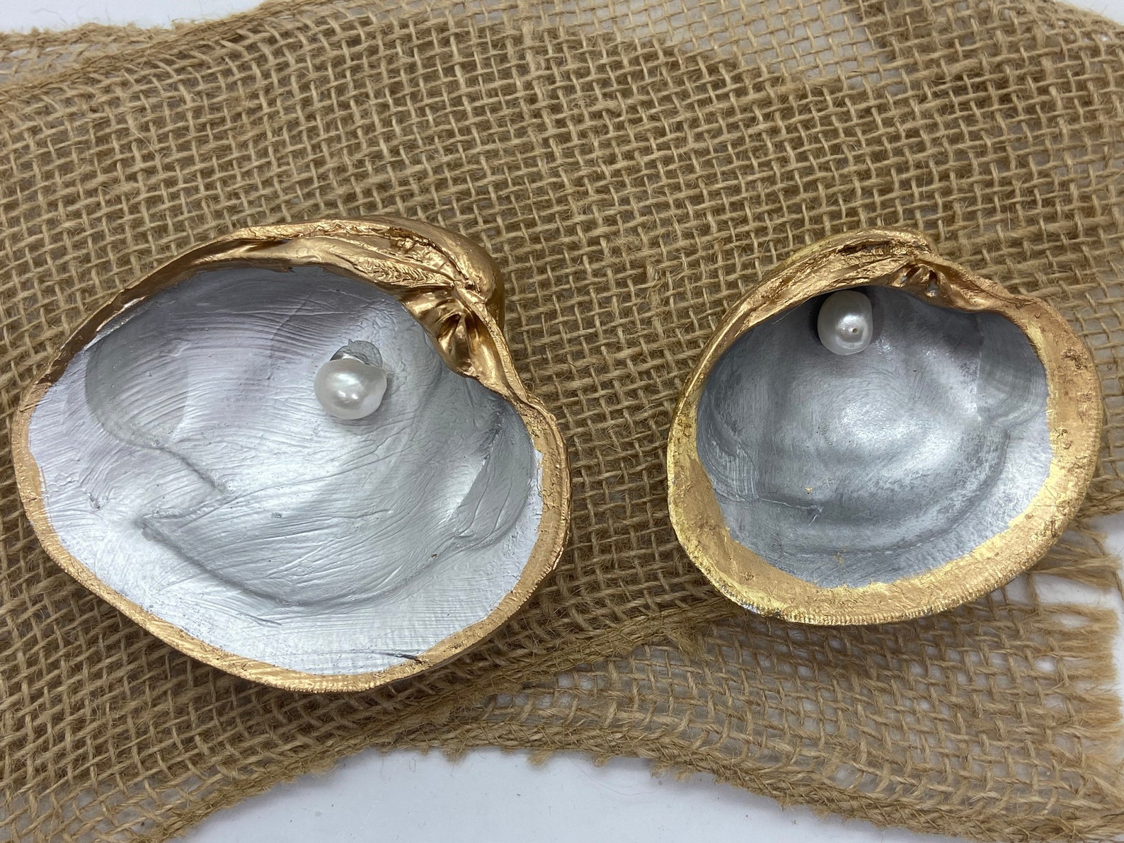 Hand Painted Seashell Trinket Dish With Fresh Water Pearls - Etsy