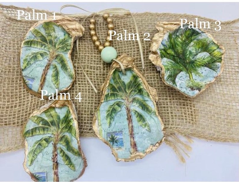 Palm Tree Oyster Shells Trinket Dish or Coastal Decor - Etsy