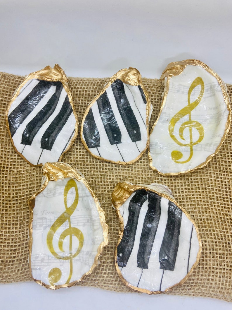 Music Oyster 2 Decoupage Seashell Trinket Dishes or Coastal Decor - Etsy