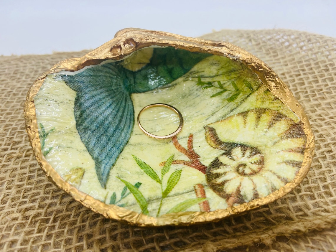 Oyster or Clam Shell Trinket Dish Decoupaged Mermaid Oyster - Etsy