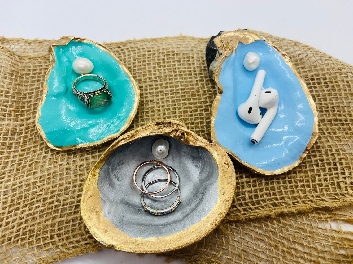 Hand Painted Seashell Trinket Dish With Fresh Water Pearls - Etsy