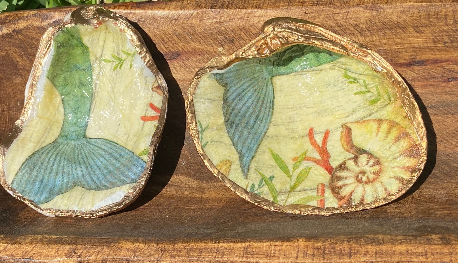 Oyster or Clam Shell Trinket Dish Decoupaged Mermaid Oyster - Etsy