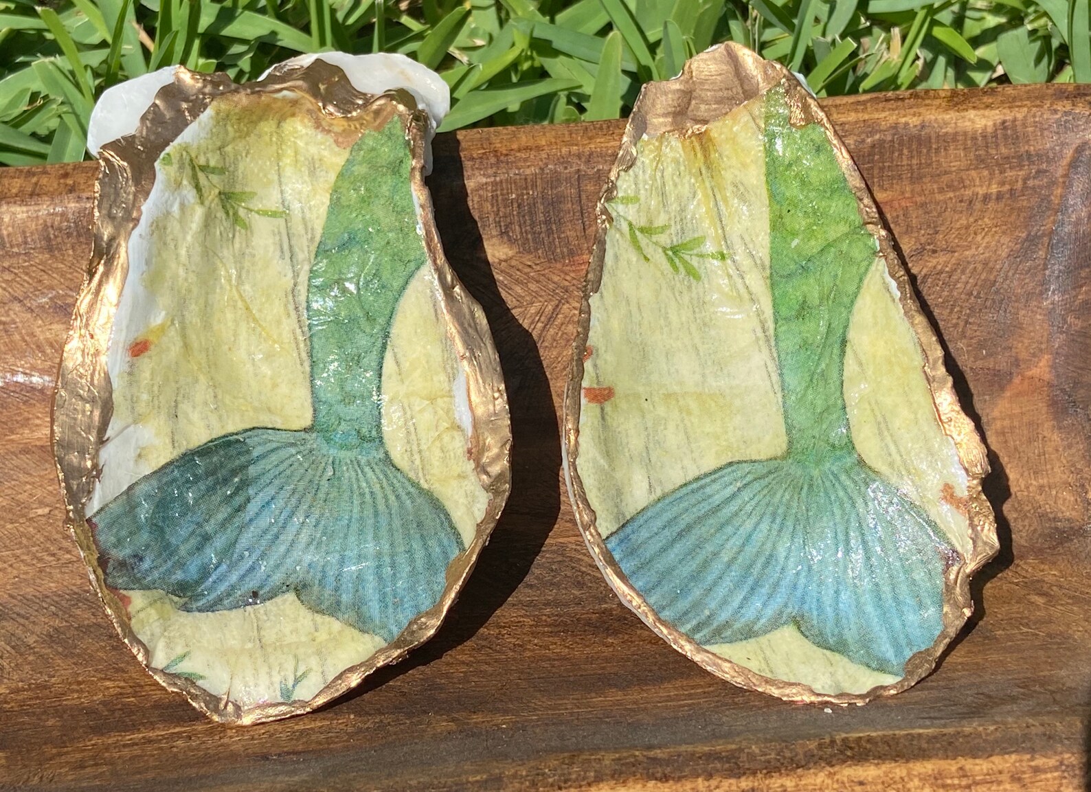 Oyster or Clam Shell Trinket Dish Decoupaged Mermaid Oyster - Etsy