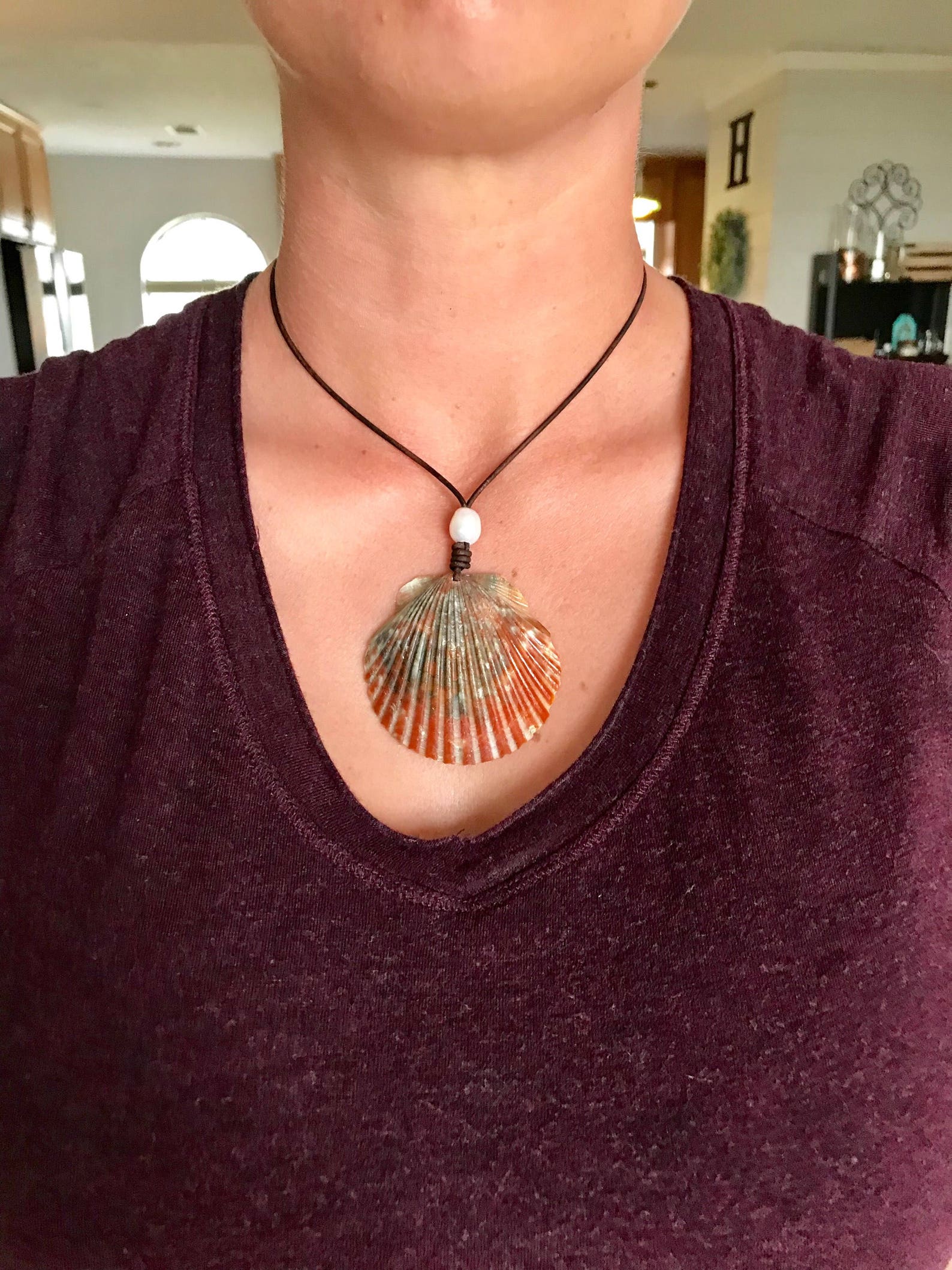 Scallop Seashell Adjustable Ocean Beach Necklace, Sea Necklace ...