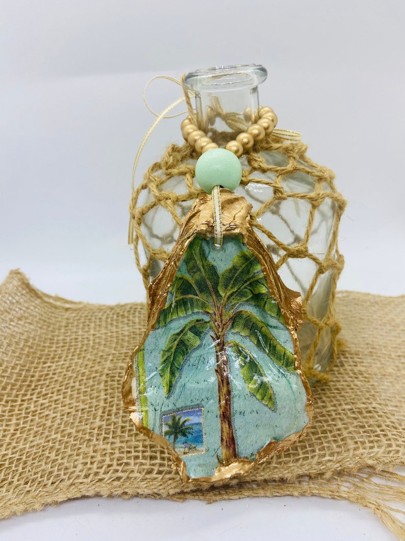 Palm Tree Oyster Shells Trinket Dish or Coastal Decor - Etsy