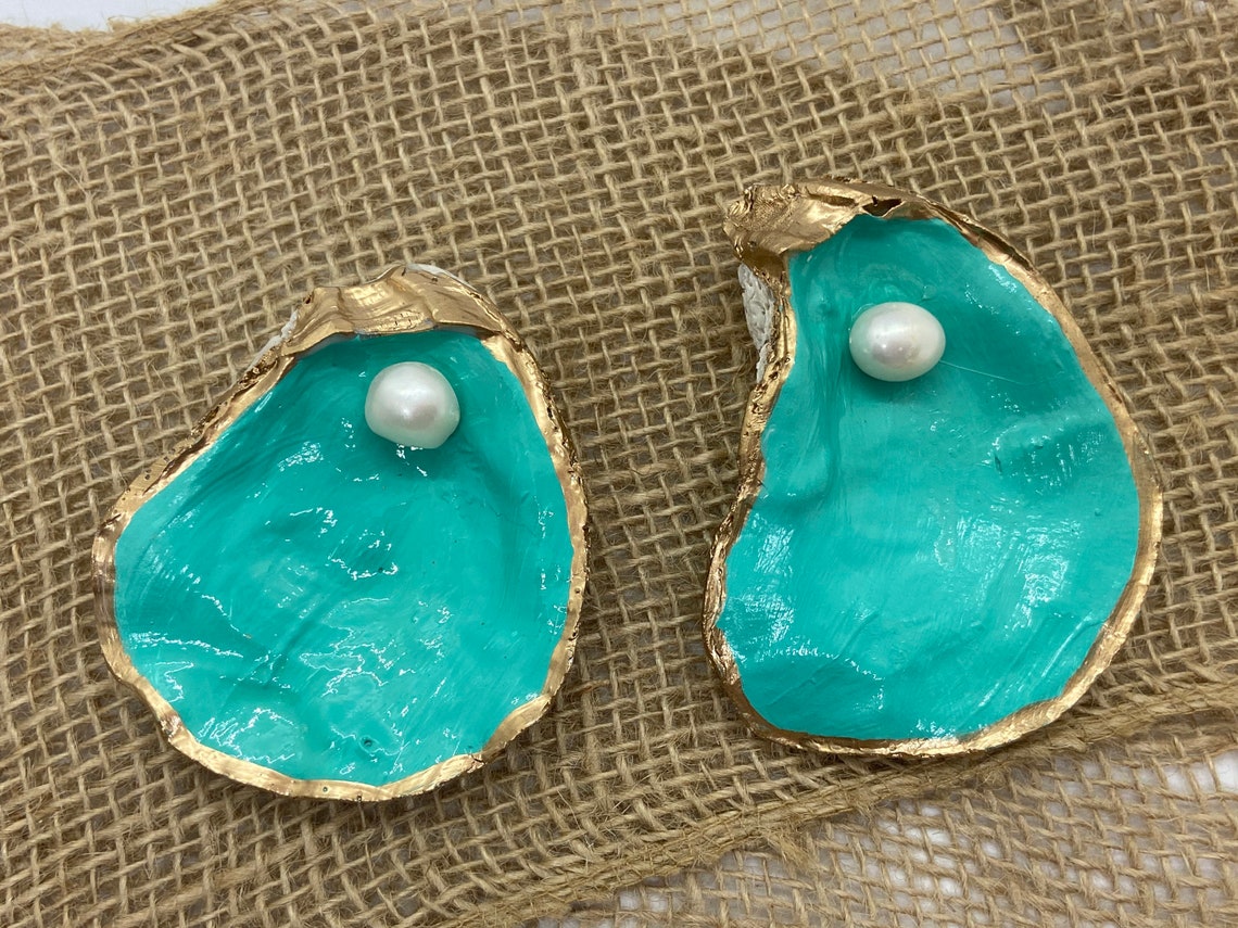 Hand Painted Seashell Trinket Dish With Fresh Water Pearls - Etsy