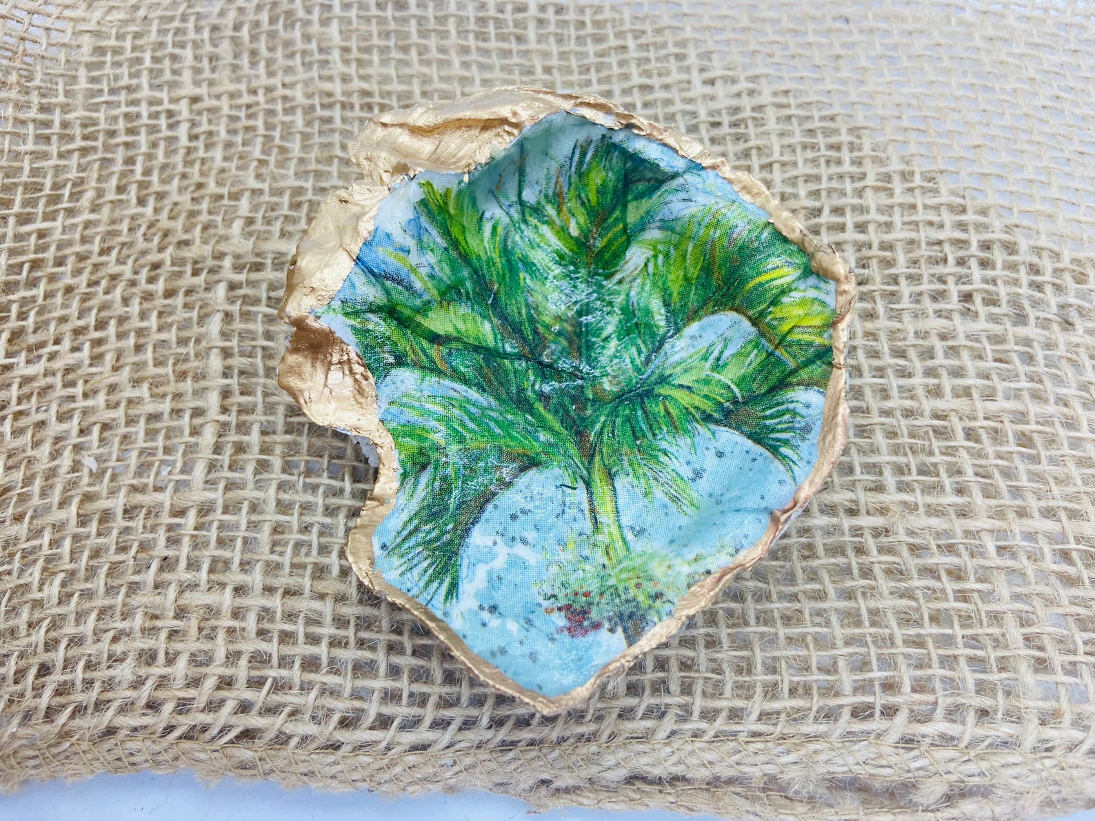 Palm Tree Oyster Shells Trinket Dish or Coastal Decor - Etsy