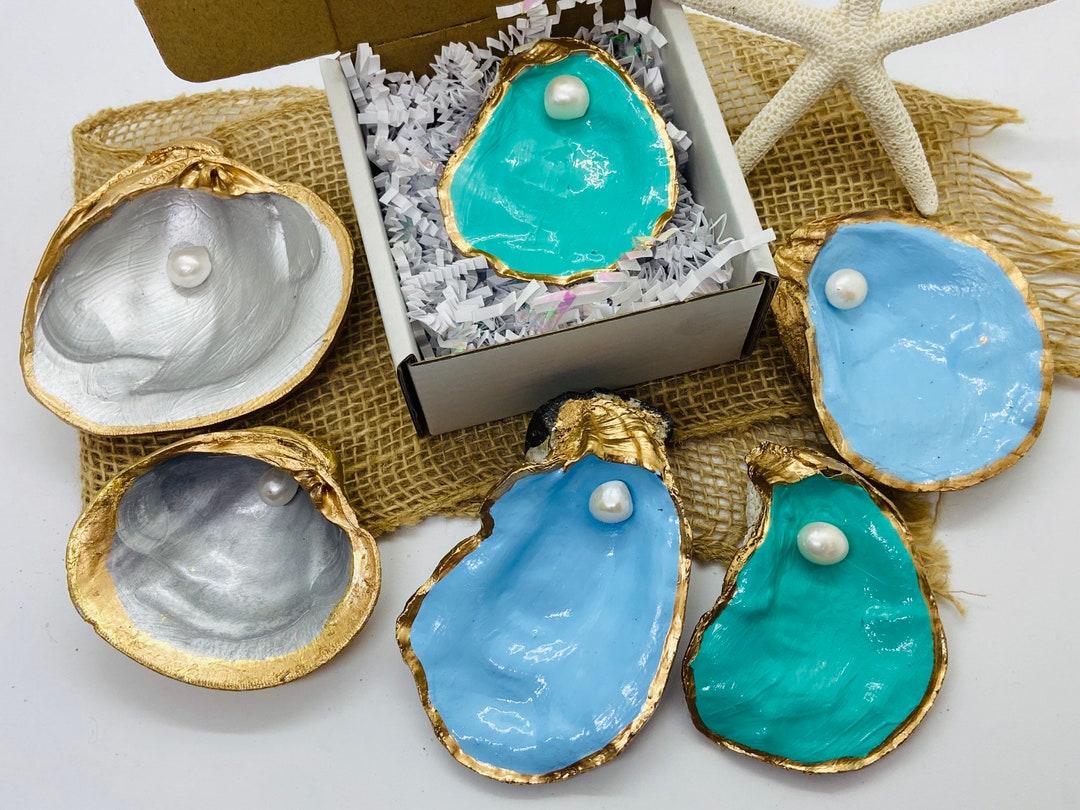 Hand Painted Seashell Trinket Dish With Fresh Water Pearls - Etsy