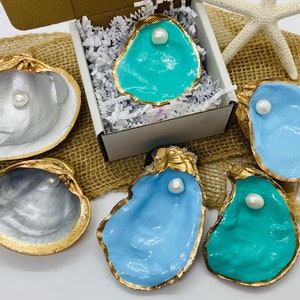 Hand Painted Seashell Trinket Dish With Fresh Water Pearls - Etsy