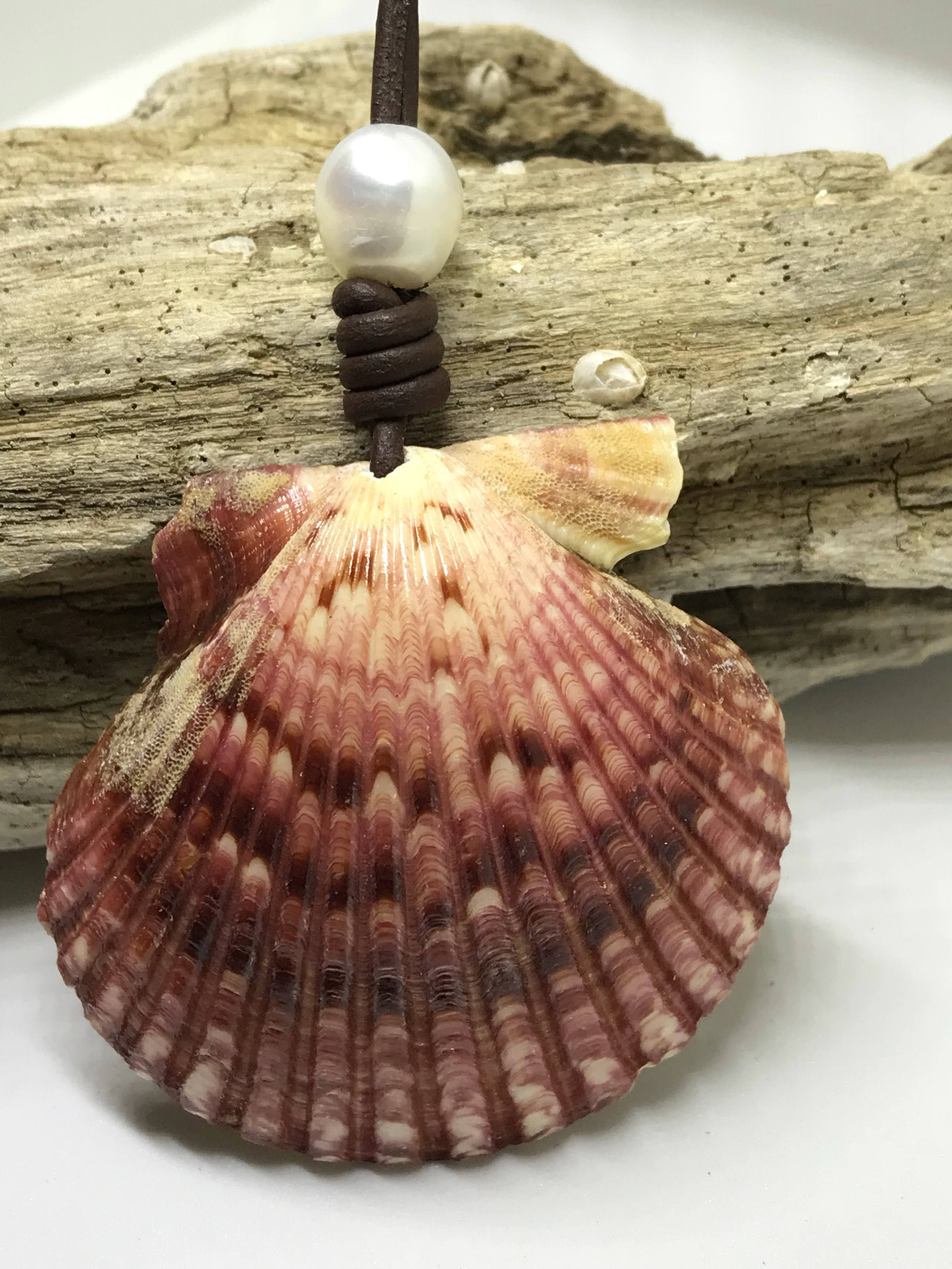 Seashell Pearl Beach Necklace, Shell Jewery, Statement Necklace, Beach ...
